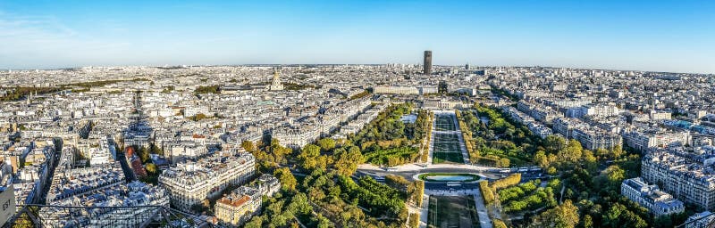 Ultra Wide Aerial View of Paris from the Tour Eiffel Stock Image ...