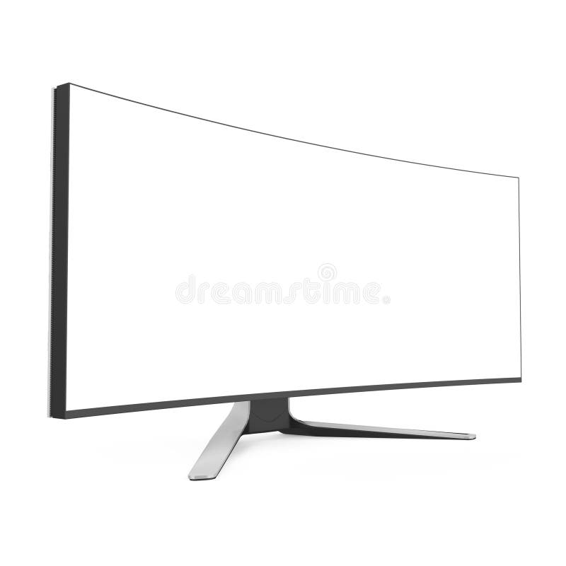 Ultra Wide Computer Monitor with Blank White Screen Isolated Stock ...