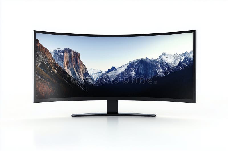 Ultra Wide Curve Lcd Monitor Front View in an Isolated on White ...