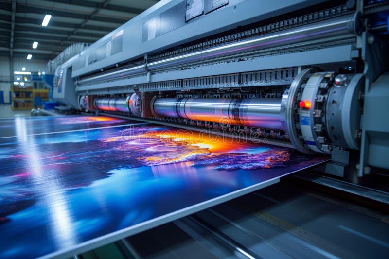 Ultra Wide Digital Inkjet Printing Machine during Production Stock ...
