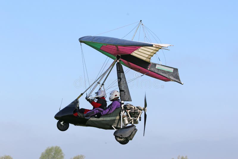 Ultralight Airplane Flying in a Blue Sky Stock Image - Image of flying ...