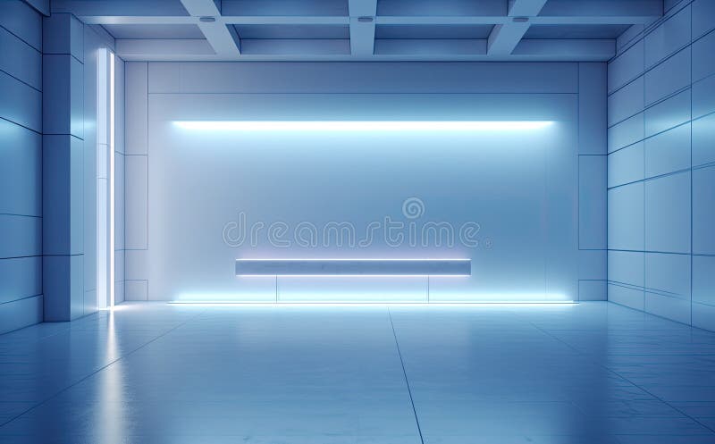 Ultramodern Neon Illuminated Minimalist Room AI Generated Stock ...