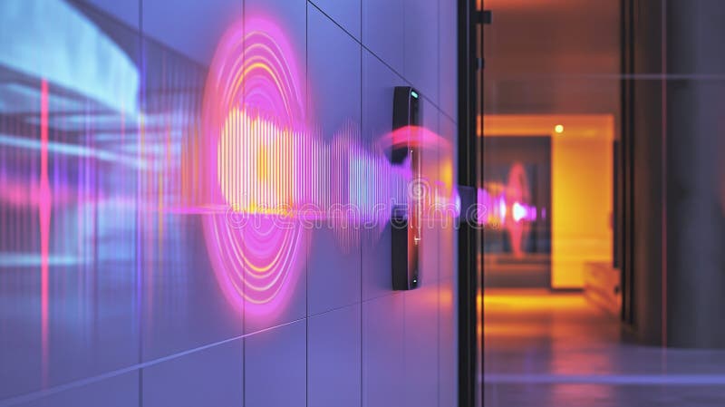 Ultrasonic Sensor Detecting Motion in an Automated Environment Stock ...