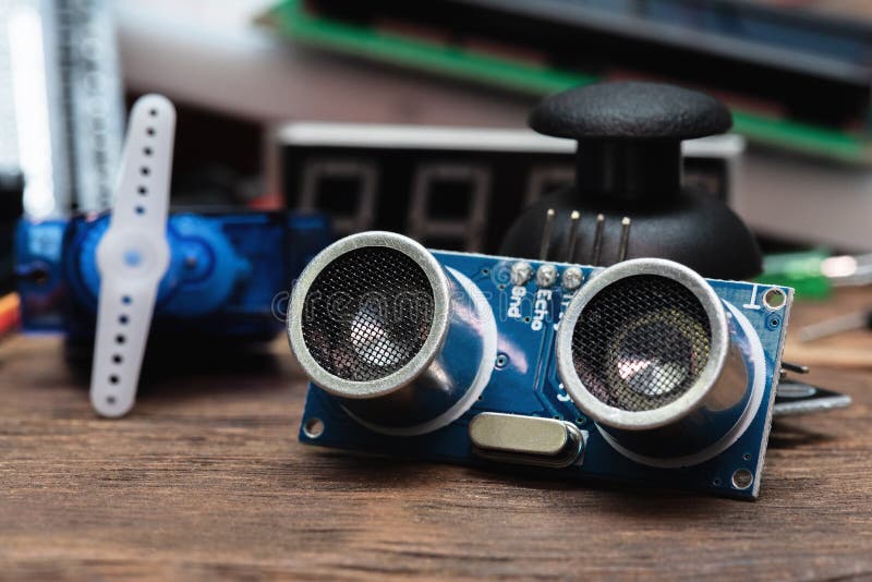 Ultrasonic sensor stock photo. Image of breadboard, sensor - 238554092