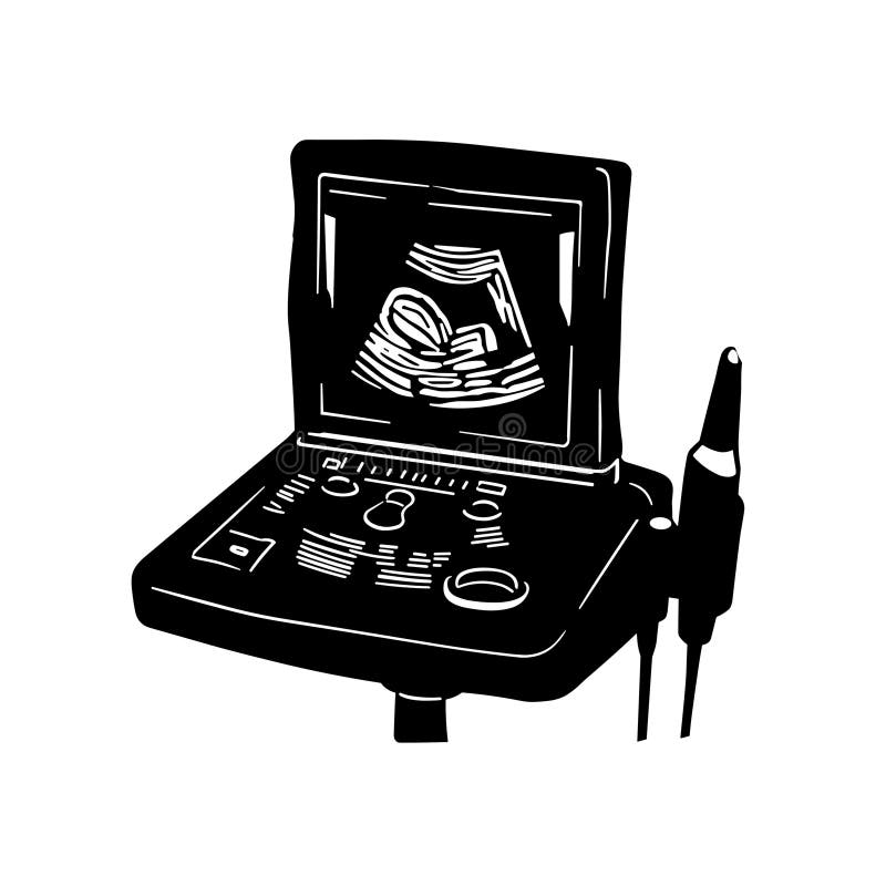 Ultrasound Machine Displaying Fetus Image in Black and White Stock ...