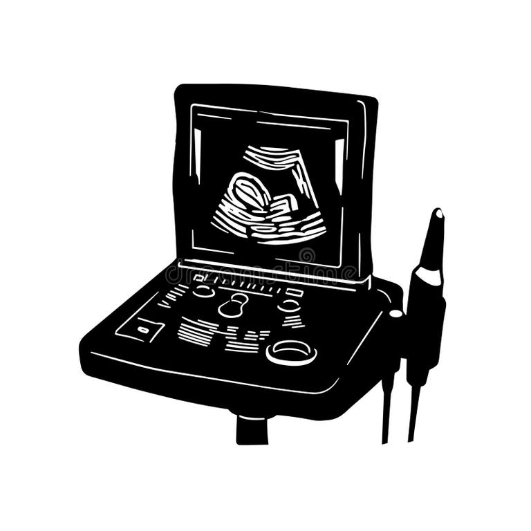 Ultrasound Machine Displaying Fetus Image in Black and White Stock ...