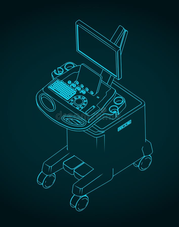 Ultrasound Machine Isometric Blueprint Stock Vector - Illustration of ...