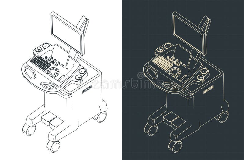 Ultrasound Machine Isometric Blueprints Stock Vector - Illustration of ...
