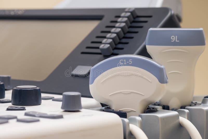 Ultrasound Machine with Transducers Stock Photo - Image of medical ...