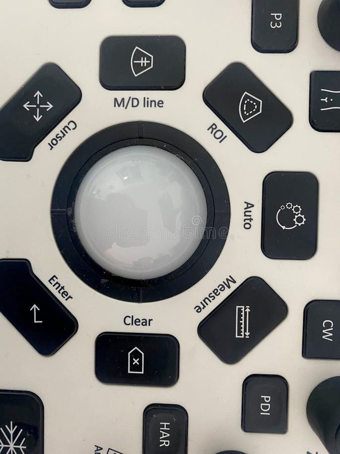 Ultrasound Probe Control Panel Closeup View with Selective Focus on ...