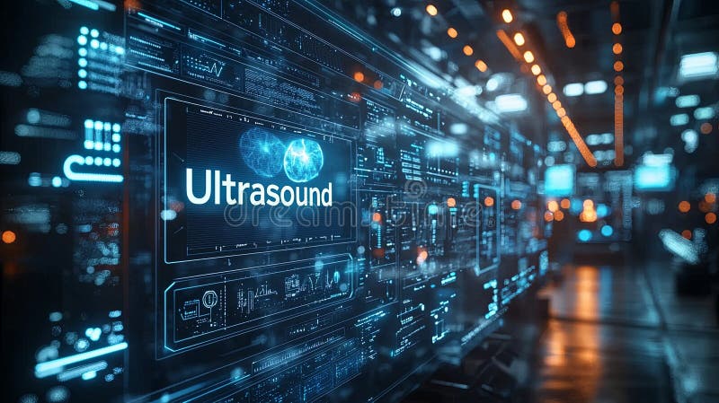Ultrasound Technology in Futuristic Hospital Setting with Digital Display Stock Illustration ...