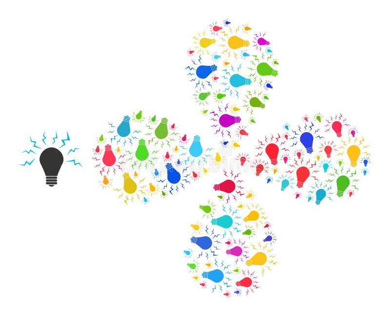 Ultraviolet Bulb Icon Multi Colored Rotation Flower Shape Stock Vector ...