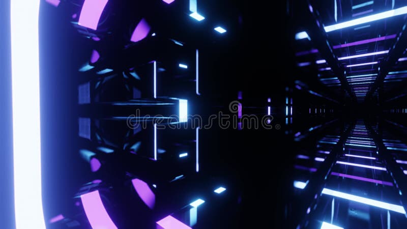Ultraviolet Tunnel. Hi-tech Neon Sci-fi Tunel. Trendy Neon Glow Lines ...