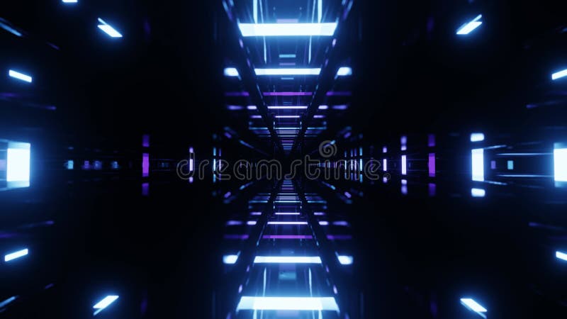 Ultraviolet Tunnel. Hi-tech Neon Sci-fi Tunel. Trendy Neon Glow Lines ...