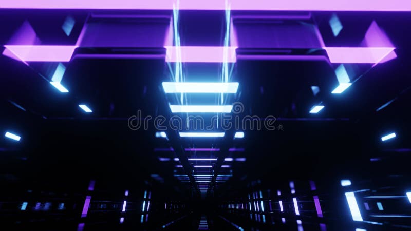 Ultraviolet Tunnel. Hi-tech Neon Sci-fi Tunel. Trendy Neon Glow Lines ...