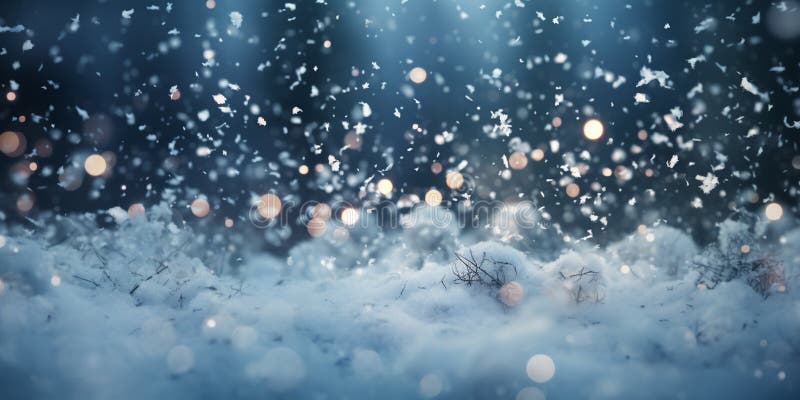 Ultrawide Background Image of Light Snowfall Falling Over Snow Drifts ...