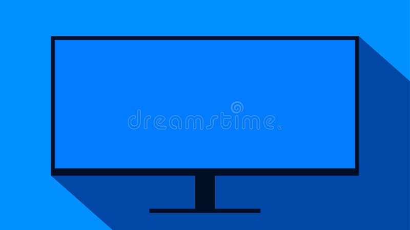 Ultrawide Blue Monitor Display Flat Graphic with Long Shadow Stock ...
