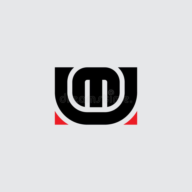UM - Black Abstract Logotype or Icon with Red Element. Letter Logo ...
