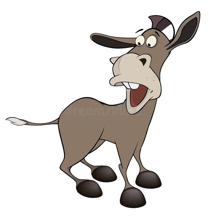Um burro pequeno cartoon ilustração do vetor. Ilustração de muleto ...