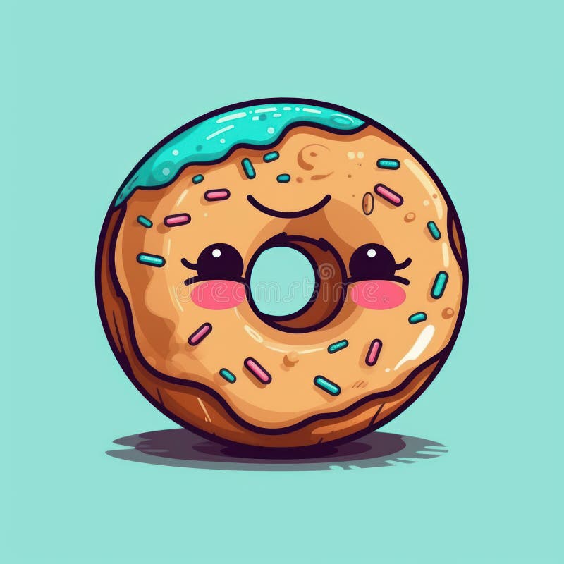 Um Desenho Animado De Um Donut. Ilustração Stock - Ilustração de ...
