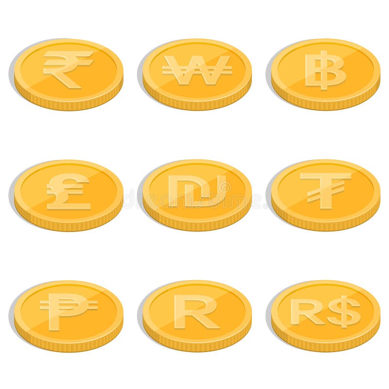 Sinais De Moedas, Símbolos De Moeda Do Vetor, Moeda Do Mundo Ilustração ...