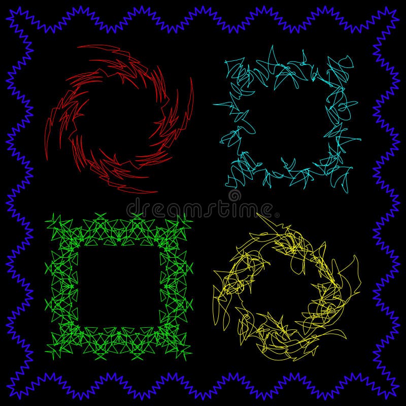 Um Grupo De Quadros Das Linhas Quebradas E Dos Garranchos Ilustração do ...