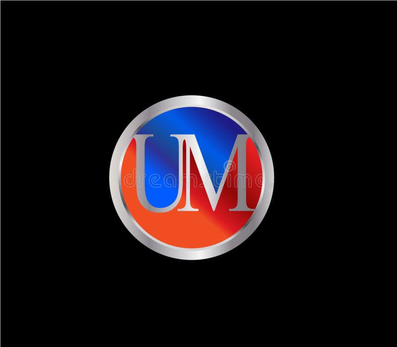 UM Initial Circle Shape Red Blue Silver Color Later Logo Design Stock ...