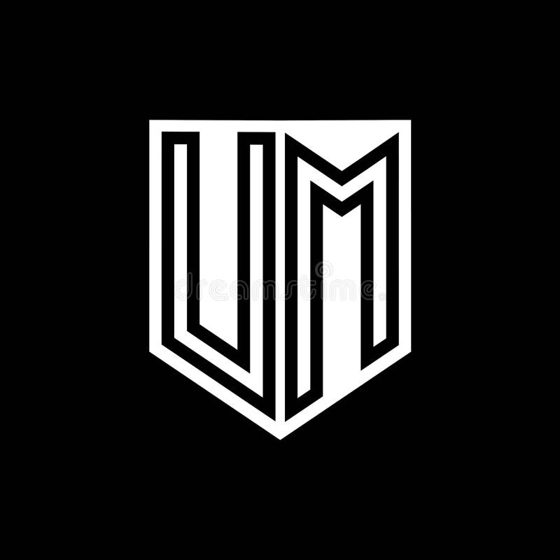 UM Logo Monogram Shield Geometric Black Line Inside White Shield Color ...