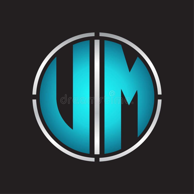 UM Logo Initial with Circle Line Cut Design Template on Blue Colors ...