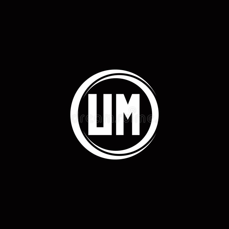 UM Logo Initial Letter Monogram with Circle Slice Rounded Design ...