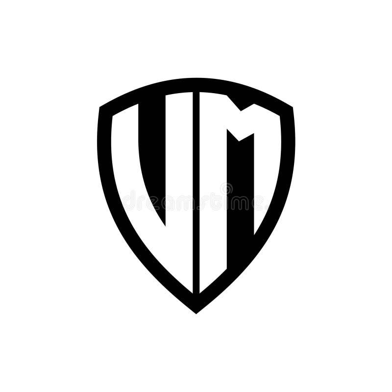 UM Monogram Logo with Bold Letters Shield Shape with Black and White ...