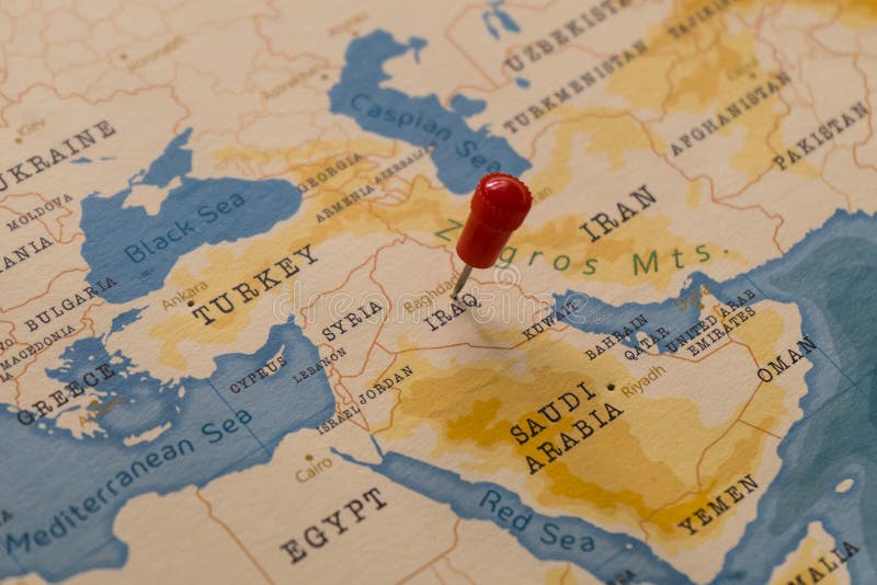 Um Pino Em Bagdade, Iraque No Mapa Do Mundo Foto de Stock - Imagem de ...