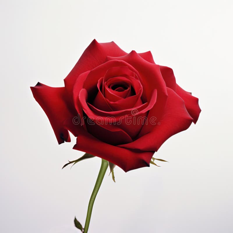 Uma Bela Rosa Vermelha Antes Do Fundo Branco Ilustração Stock ...