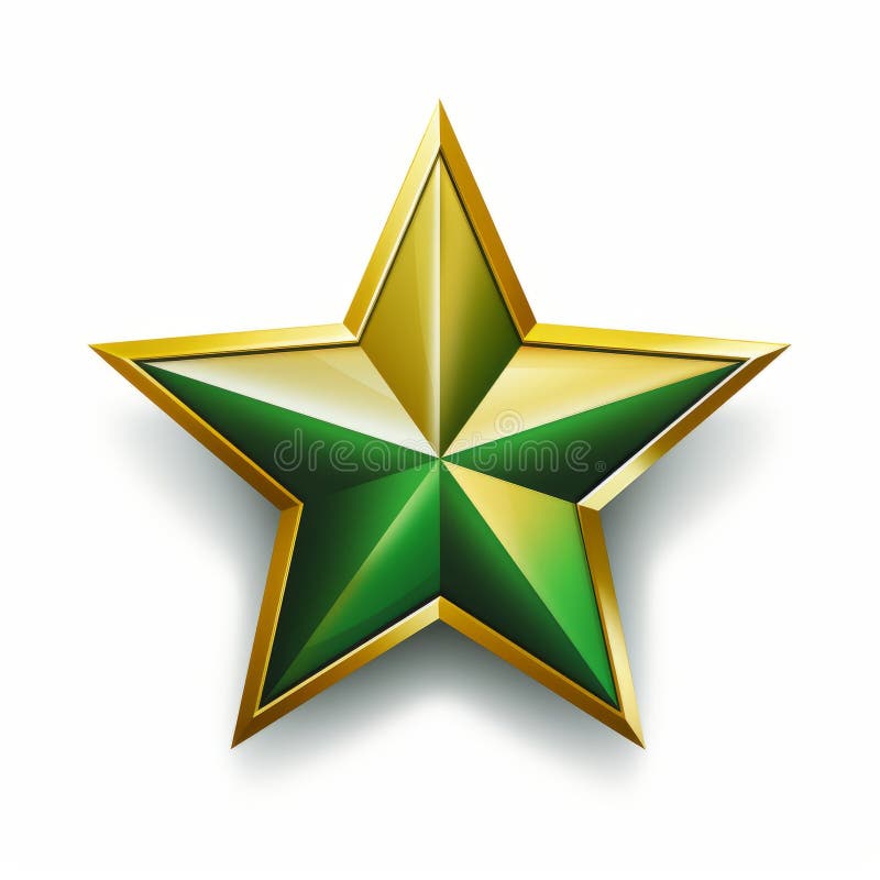 Uma Estrela Verde E Dourada Sobre Fundo Branco Ilustração Stock ...