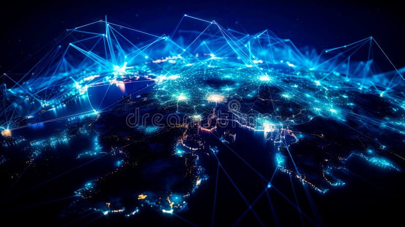Uma Imagem Abstrata Da Terra Com Linhas Que a Ligam. Ai Generativo ...