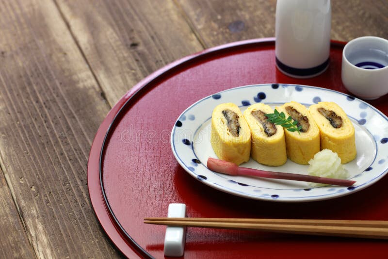 Umaki, Japanese Eel Rolled Omelet, Stock Image - Image of style, rice ...