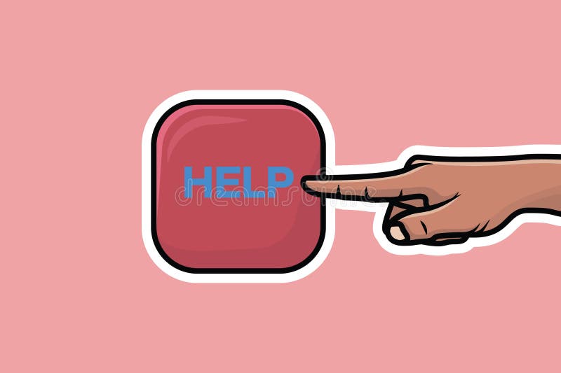 Uman Hand Showing Help Sign Board Sticker Vector Illustration. Stock ...