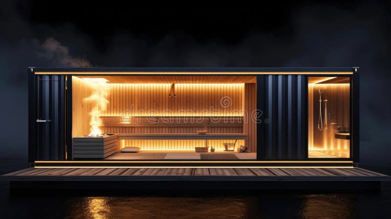 Umbau Des Alten Containers in Sauna. Generative Hilfe Stock Abbildung - Illustration von ...