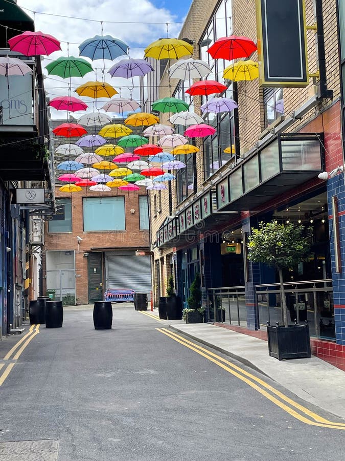 Umbrella Street Alley between Two Buildings Stock Image - Image of ...