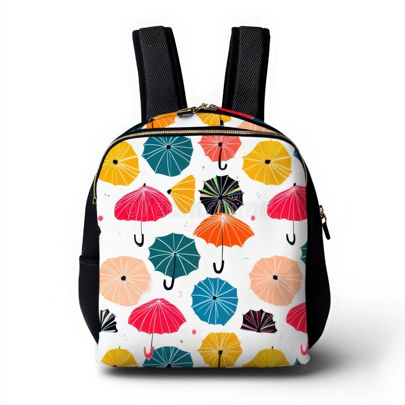 Umbrella Backpack Generative AI Stock Illustration - Illustration of ...