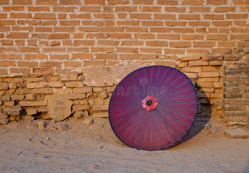 Umbrella with the Brick Wall Stock Image - Image of yellow, brick: 67738537