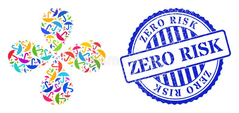 Zero Risk Grunge Seal Stamp and Umbrella Multi Colored Curl Flower with ...
