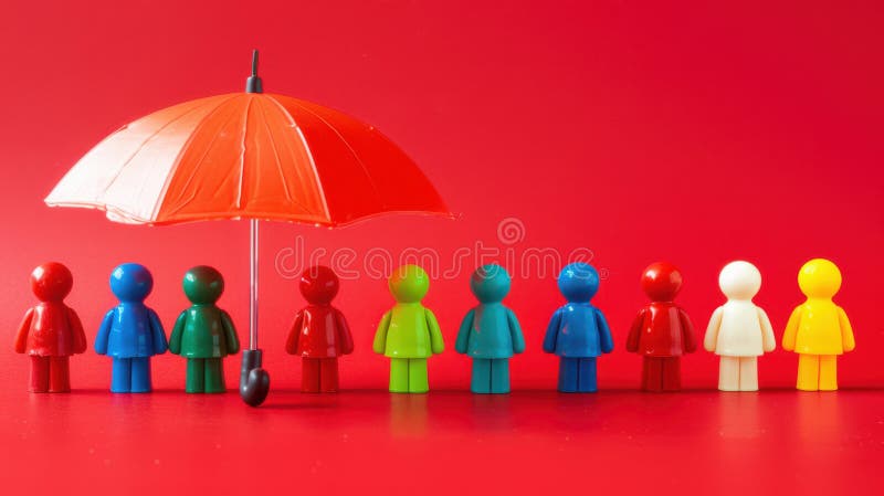 The Umbrella and Colorful Figures.AI Generated Image Stock Image ...