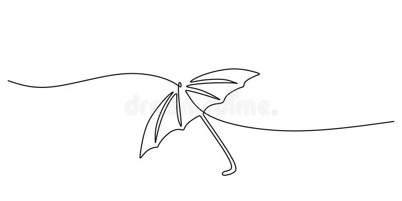 Umbrella in Continuous Line Drawing, Symbolizing Shelter and Protection ...