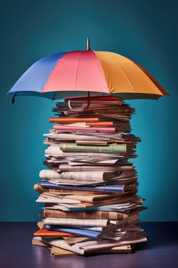 Umbrella Covering a Stack of Insurance Papers for Protection Stock ...