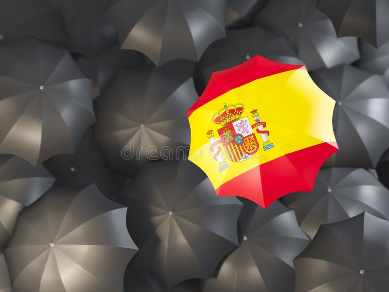 Umbrella with Flag of Spain Stock Illustration - Illustration of rain ...