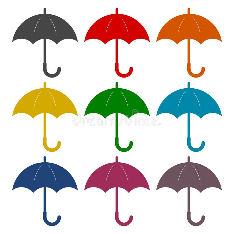 Umbrella icons set stock vector. Illustration of antique - 100487071