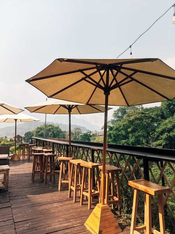 An Umbrella in an Indonesian Cafe with a Direct View of Nature ...