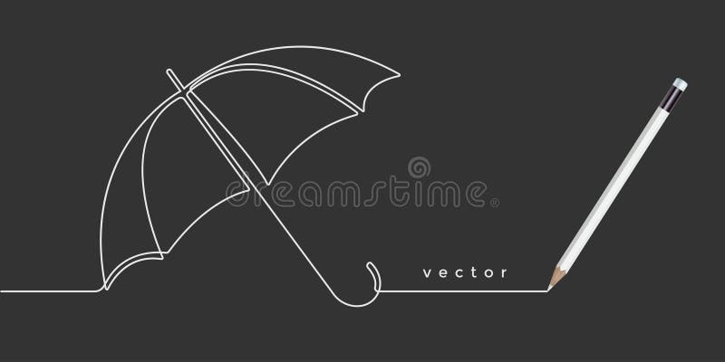 Umbrella. Line Drawing . Rain Season. Pencil Drawing .Vector ...