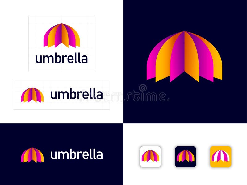 Umbrella Logo. the Symbol Consists of Bend Strips of Colored Paper. 3D ...